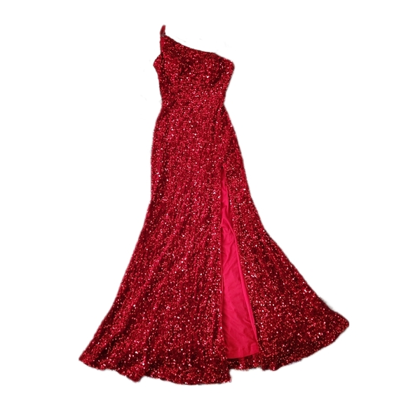 Alyce Paris | Dresses | Alyce Paris 618 Plush Sequins Asymmetric Red ...